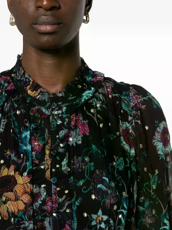 Ulla Johnson Floral-print Silk-blend Dress With Lurex Detailing