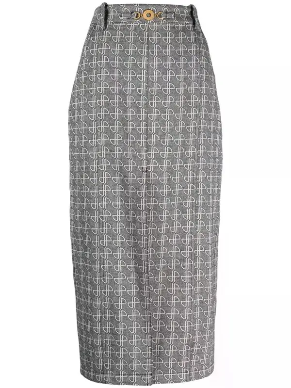 PATOU Jp Monogram Slit Midi Skirt