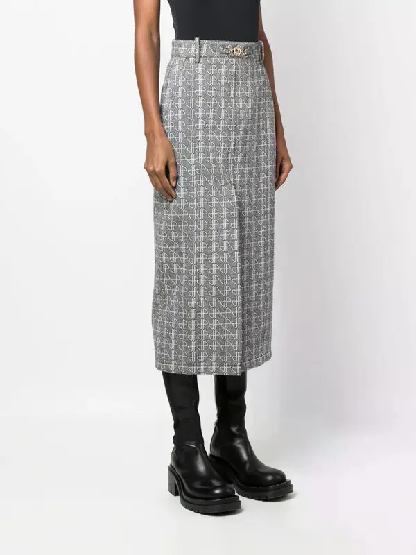 PATOU Jp Monogram Slit Midi Skirt
