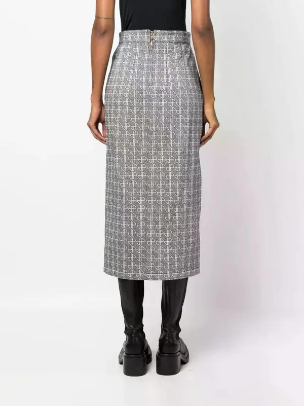PATOU Jp Monogram Slit Midi Skirt