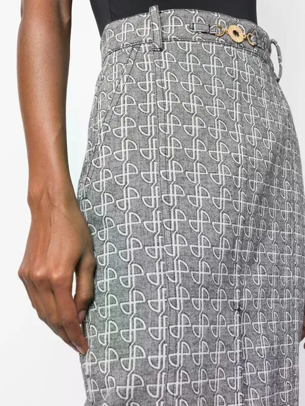 PATOU Jp Monogram Slit Midi Skirt