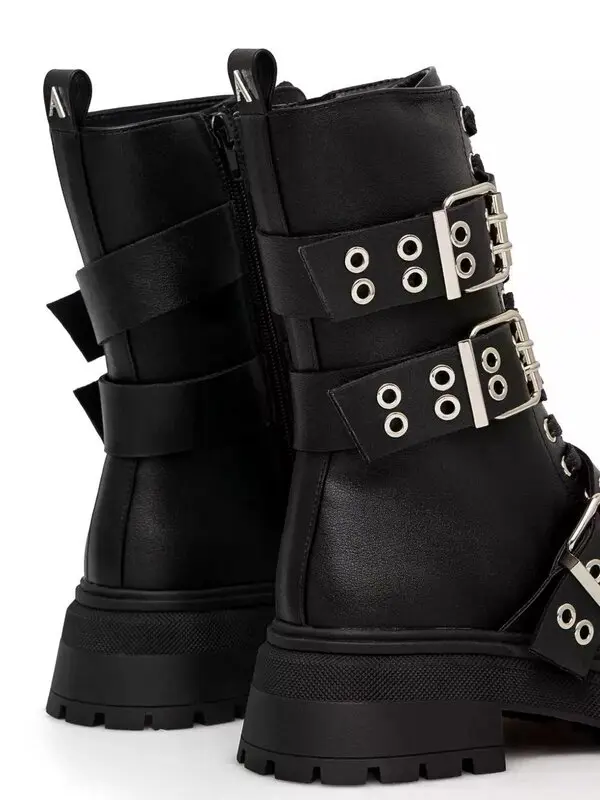 TWINSET Leather Buckled Lace-up Boots