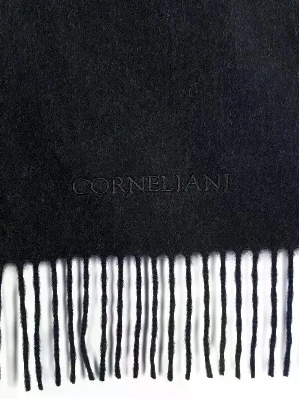 Corneliani Logo-embroidered Cashmere Scarf - Blue
