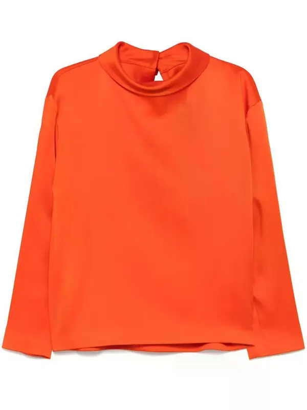 Carven Satin High Neck Blouse