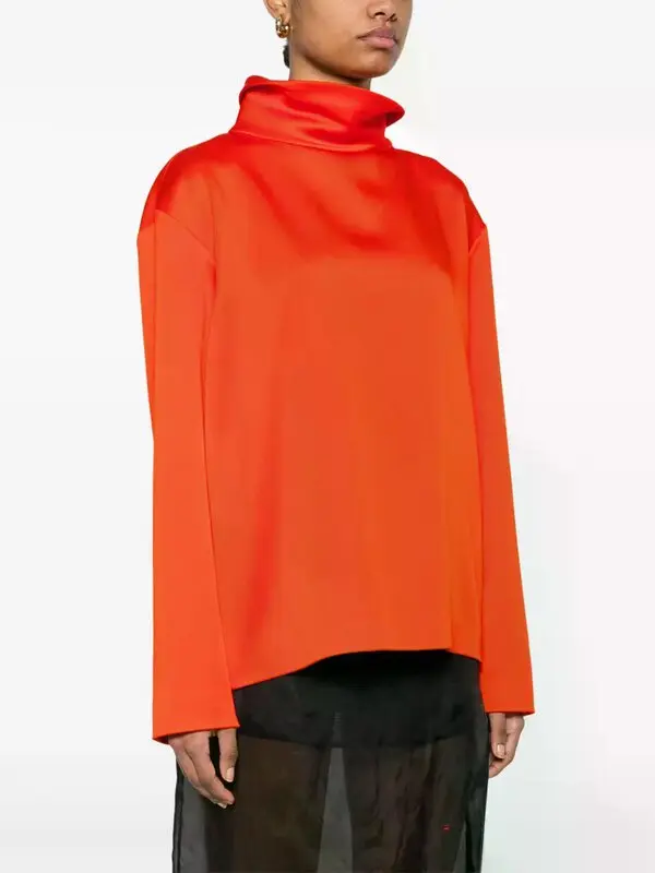 Carven Satin High Neck Blouse