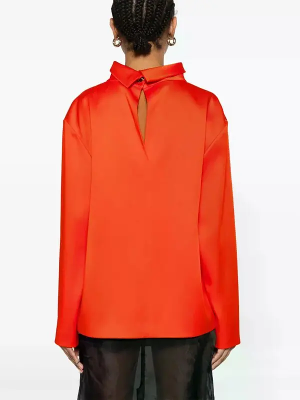Carven Satin High Neck Blouse