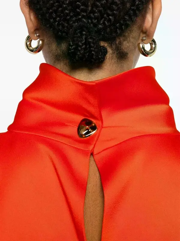 Carven Satin High Neck Blouse