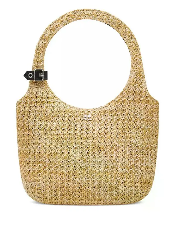 COURREGES Woven Raffia Holy Shoulder Bag