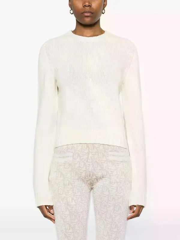 Palm Angels Curved-logo Wool-blend Jumper - Neutrals