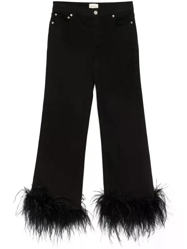 Alice + Olivia Feather-trim Jeans - Black