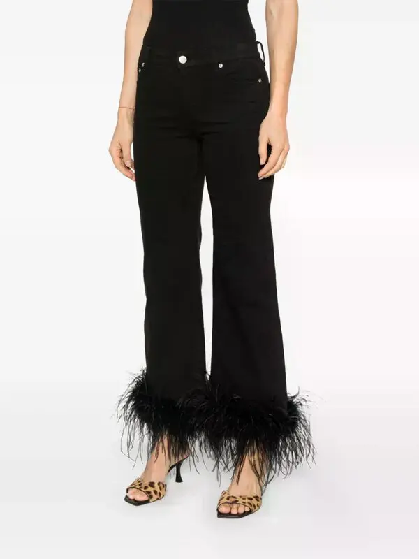 Alice + Olivia Feather-trim Jeans