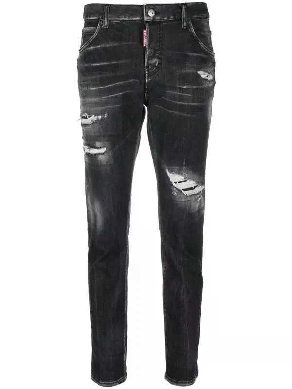Dsquared2 Distressed Cropped Skinny Jeans - Black