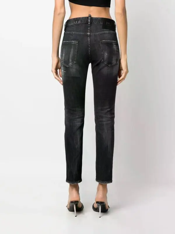 Dsquared2 Distressed Cropped Skinny Jeans - Black