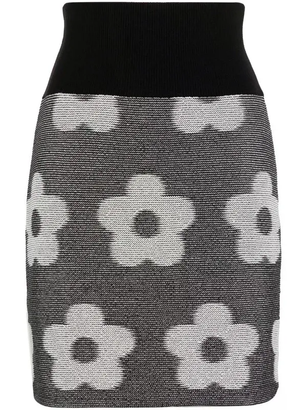 Kenzo Jacquard Flower-motif Knit Skirt