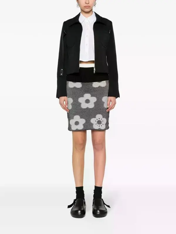 Kenzo Jacquard Flower-motif Knit Skirt