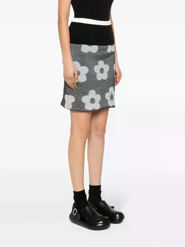 Kenzo Jacquard Flower-motif Knit Skirt