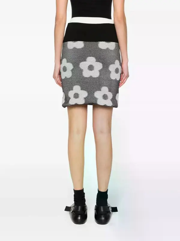 Kenzo Jacquard Flower-motif Knit Skirt