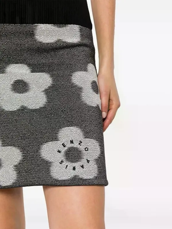 Kenzo Jacquard Flower-motif Knit Skirt