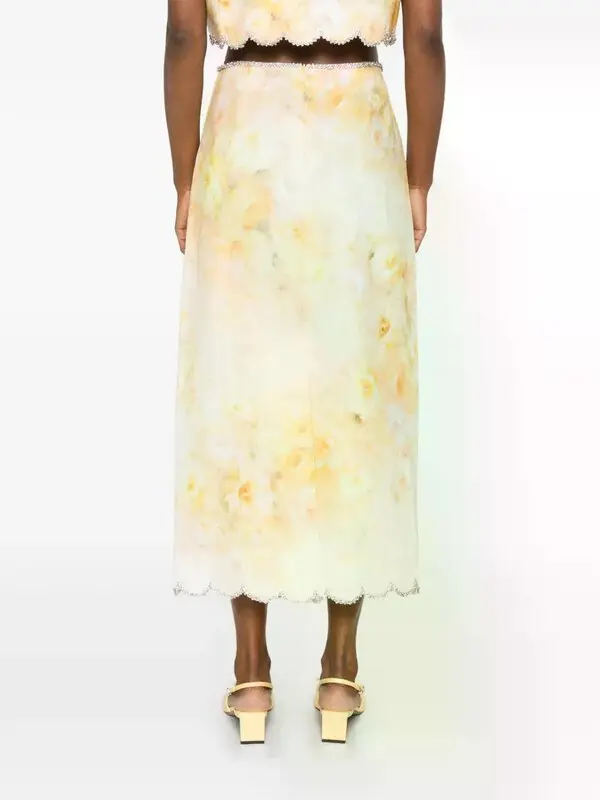 Zimmermann Crush Scalloped Midi Skirt