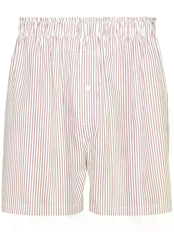 MAISON MARGIELA Striped Cotton Shorts - Red