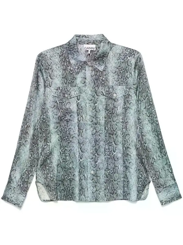 GANNI Snakeskin-printed Shirt