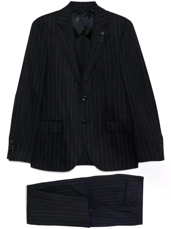 LARDINI Pinstriped Suit - Blue