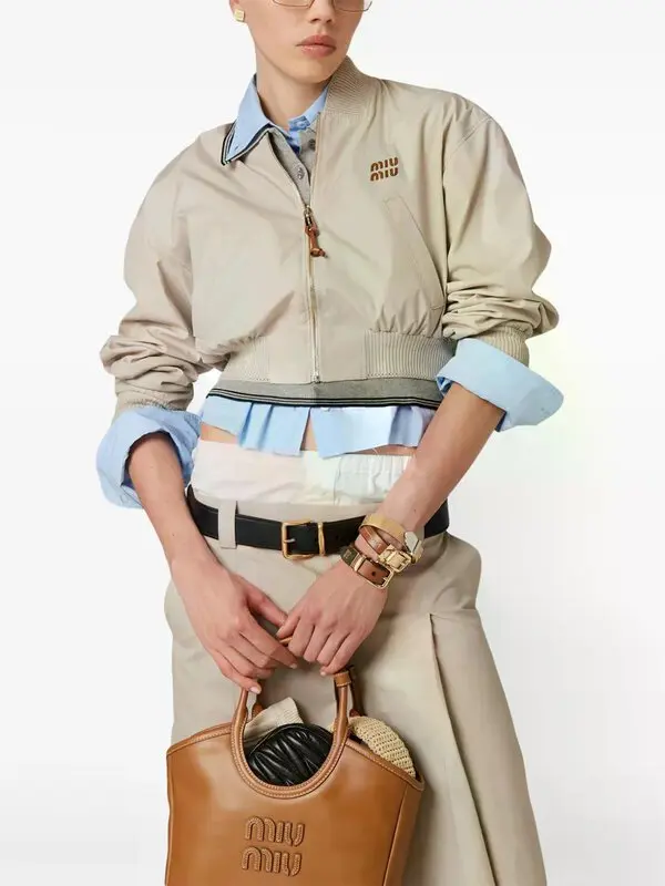Miu Miu Panama Cropped Bomber Jacket