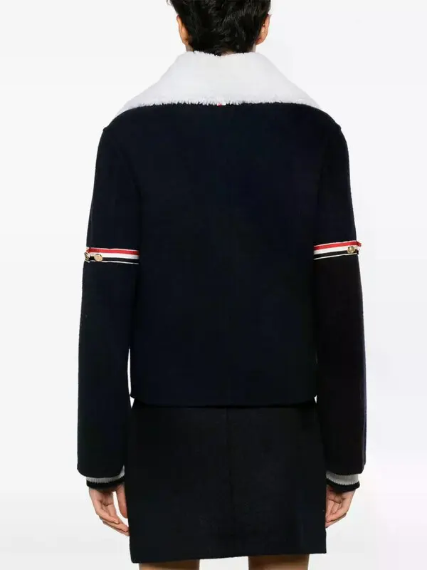 Thom Browne Rwb-striped Shearling-collar Jacket