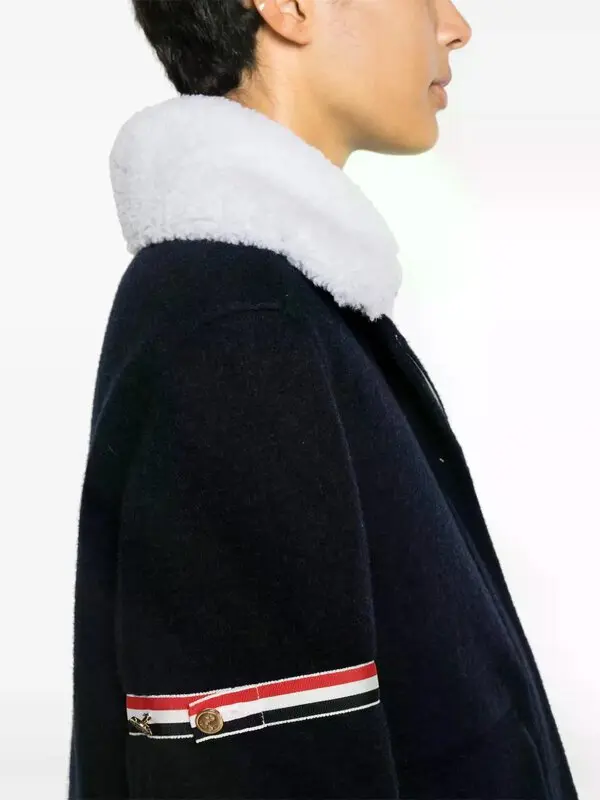 Thom Browne Rwb-striped Shearling-collar Jacket