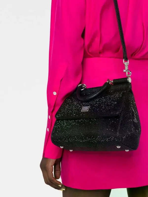 Dolce & Gabbana Small Sicily Rhinestone Shoulder Bag