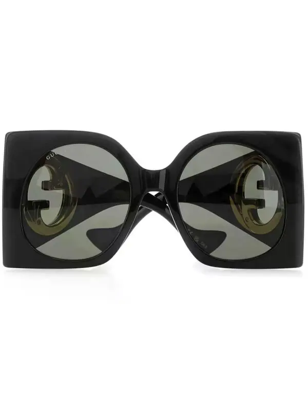 Gucci Logo-plaque Square-frame Sunglasses - Black