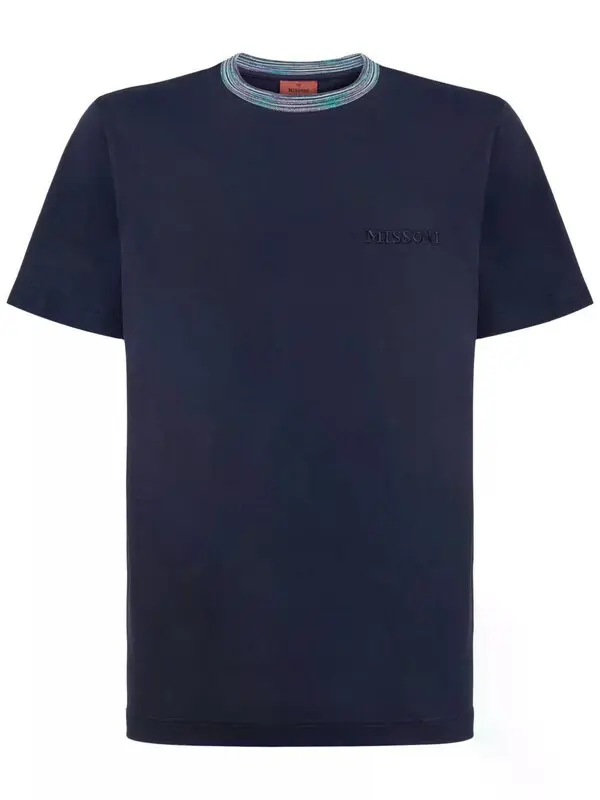 Missoni Embroidered Cotton T-shirt - Blue