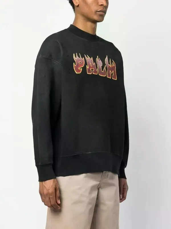 Palm Angels Logo Flames Cotton Sweatshirt