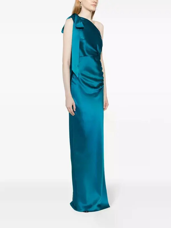 Michelle Mason Asymmetric Silk Maxi Gown - Blue