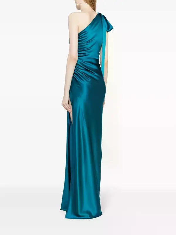 Michelle Mason Asymmetric Silk Maxi Gown - Blue