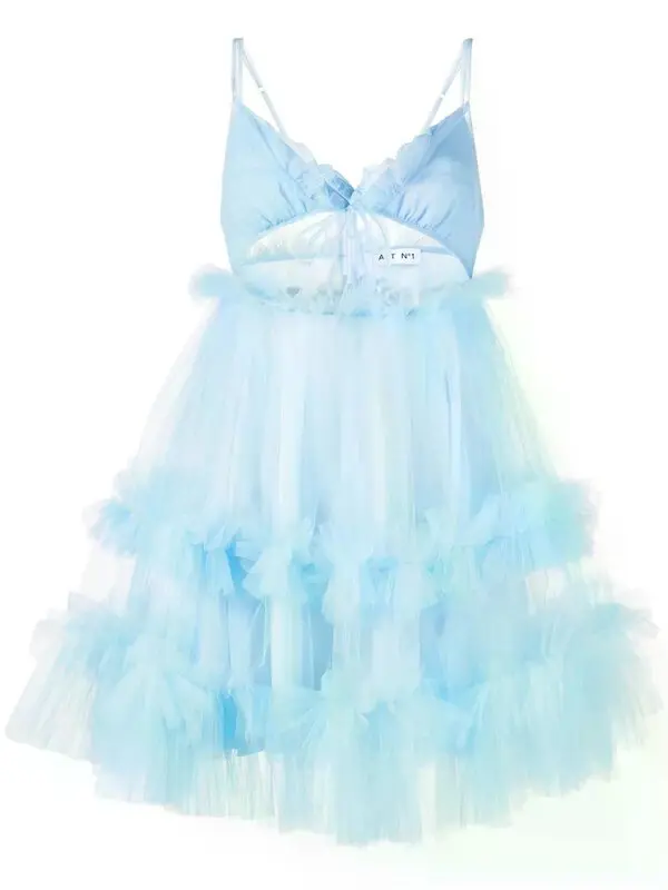 ACT Nº1 Tulle Ruffled Flared Dress - Blue