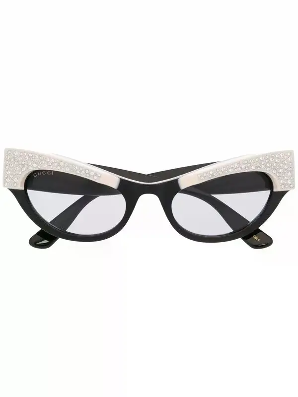 Gucci Crystal-embellished Cat-eye Sunglasses - Black