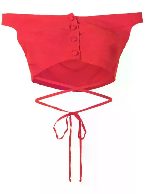 AMIR SLAMA Off-shoulder Cropped Blouse - Red