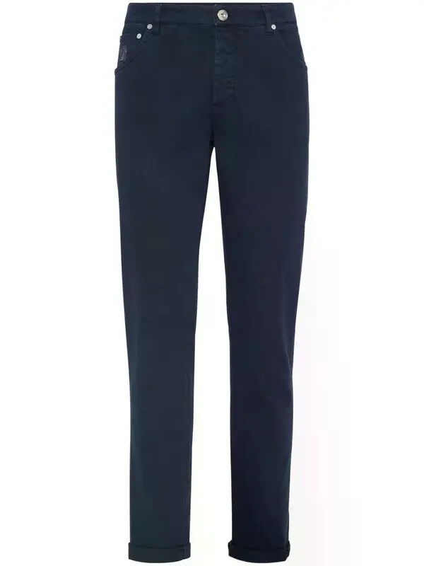 Brunello Cucinelli Logo-embroidered Straight-leg Jeans - Blue