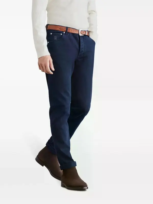 Brunello Cucinelli Logo-embroidered Straight-leg Jeans - Blue