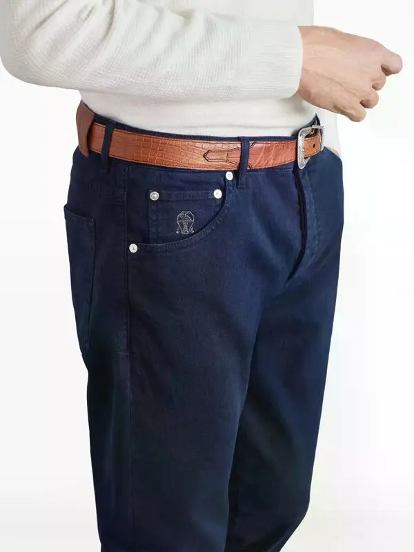 Brunello Cucinelli Logo-embroidered Straight-leg Jeans - Blue