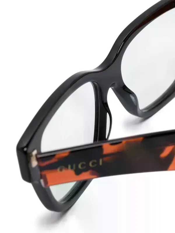 Gucci Tortoiseshell Rectangle-frame Glasses