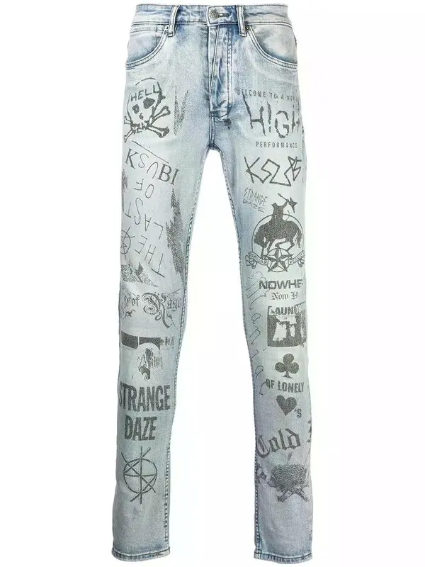 Ksubi Van Winkle Graphic-print Skinny Jeans - Blue