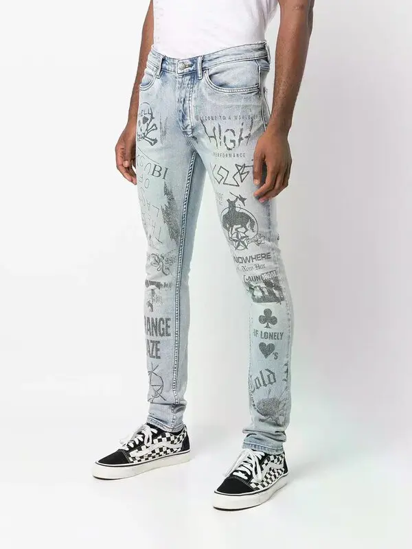 Ksubi Van Winkle Graphic-print Skinny Jeans - Blue