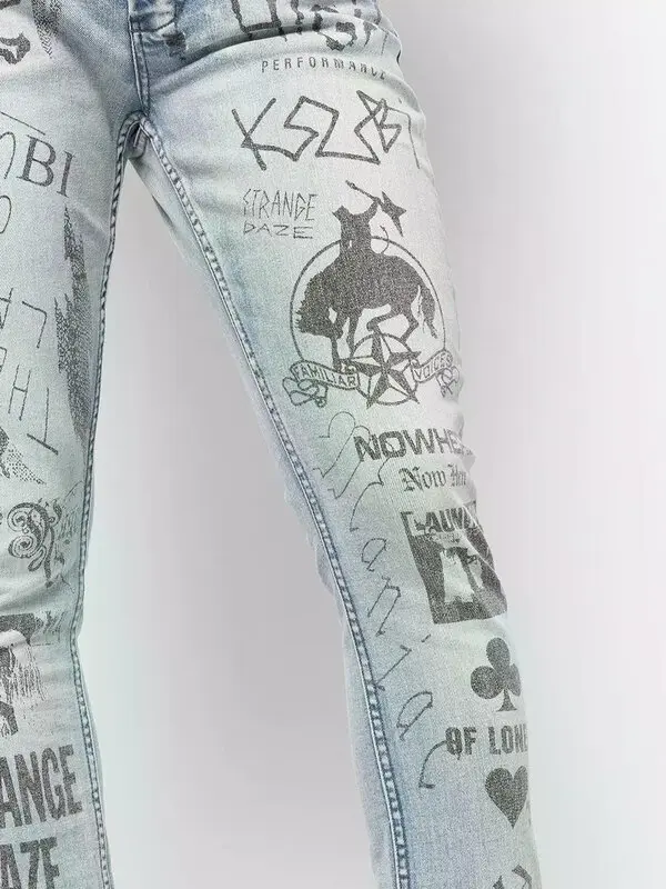 Ksubi Van Winkle Graphic-print Skinny Jeans - Blue
