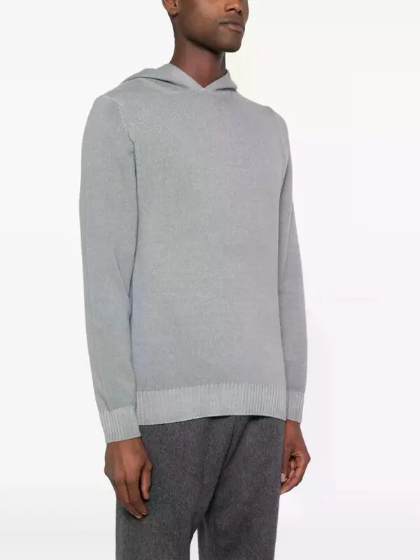 DELL'OGLIO Wool-cashmere Blend Knitted Hoodie - Grey
