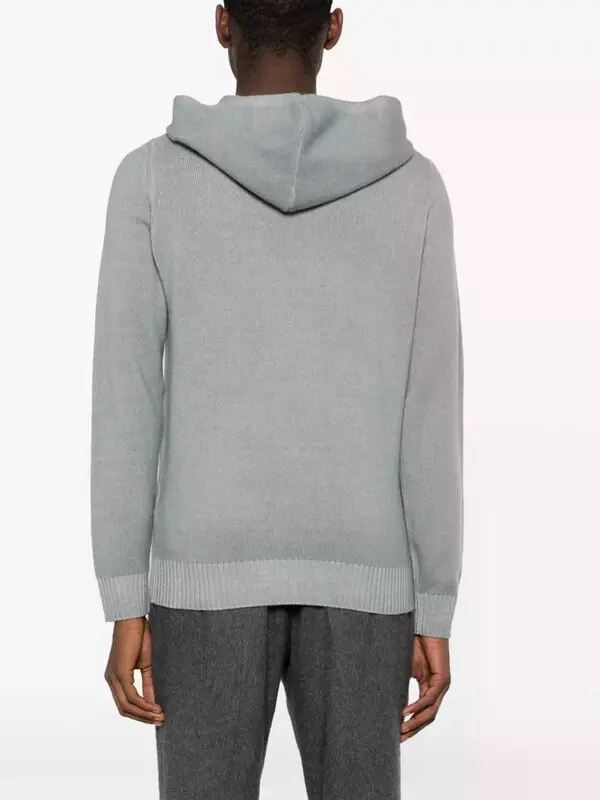 DELL'OGLIO Wool-cashmere Blend Knitted Hoodie - Grey