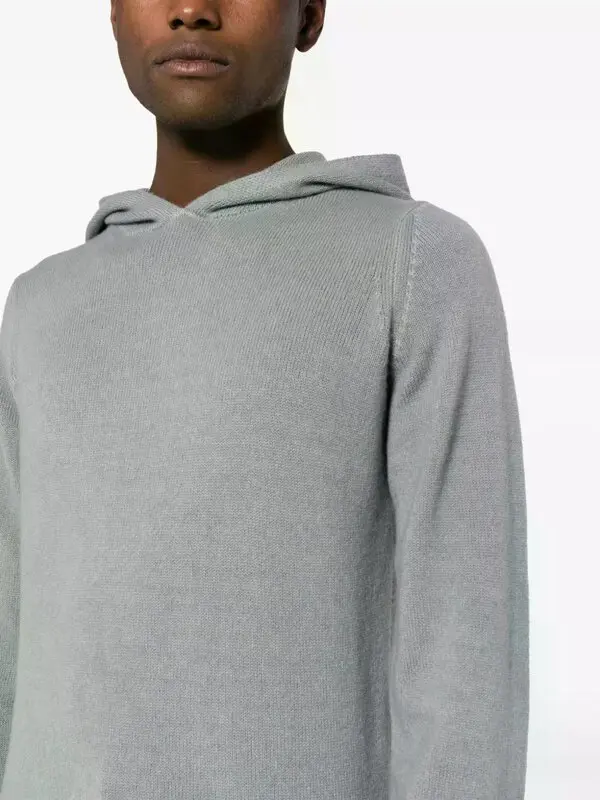 DELL'OGLIO Wool-cashmere Blend Knitted Hoodie - Grey