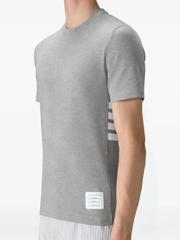 Thom Browne 4-bar Stripe Cotton T-shirt - Grey