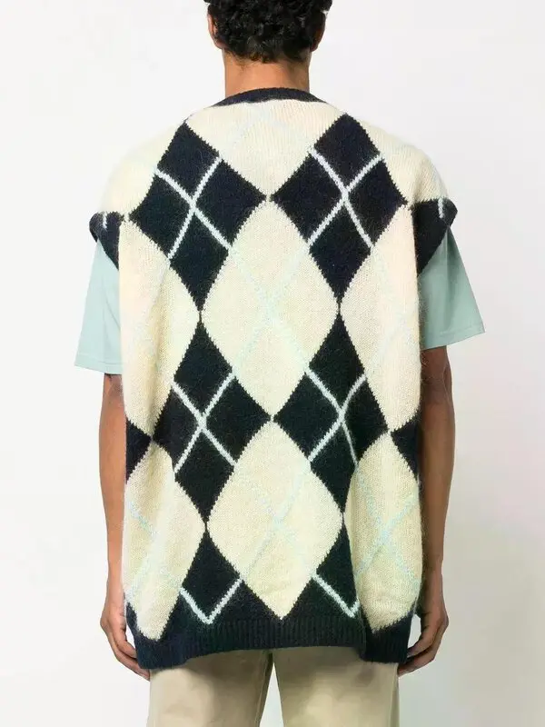 Palm Angels Logo-patch Argyle Knitted Vest